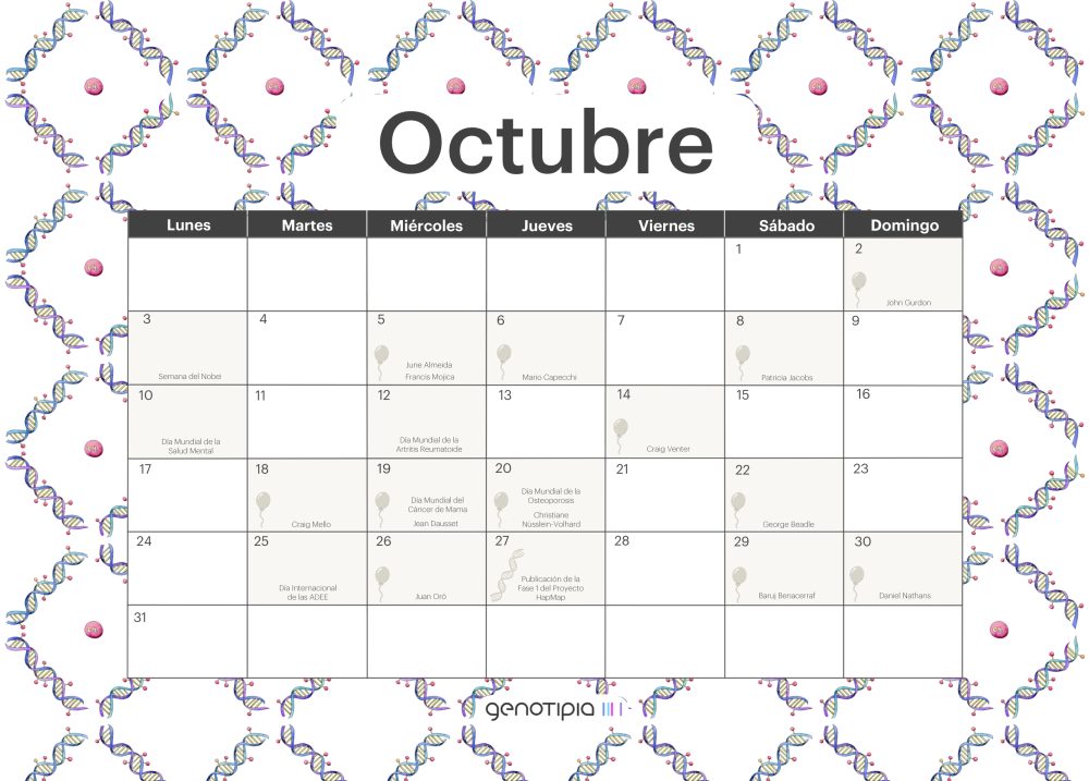 Calendario genético: octubre 2022 - Genotipia